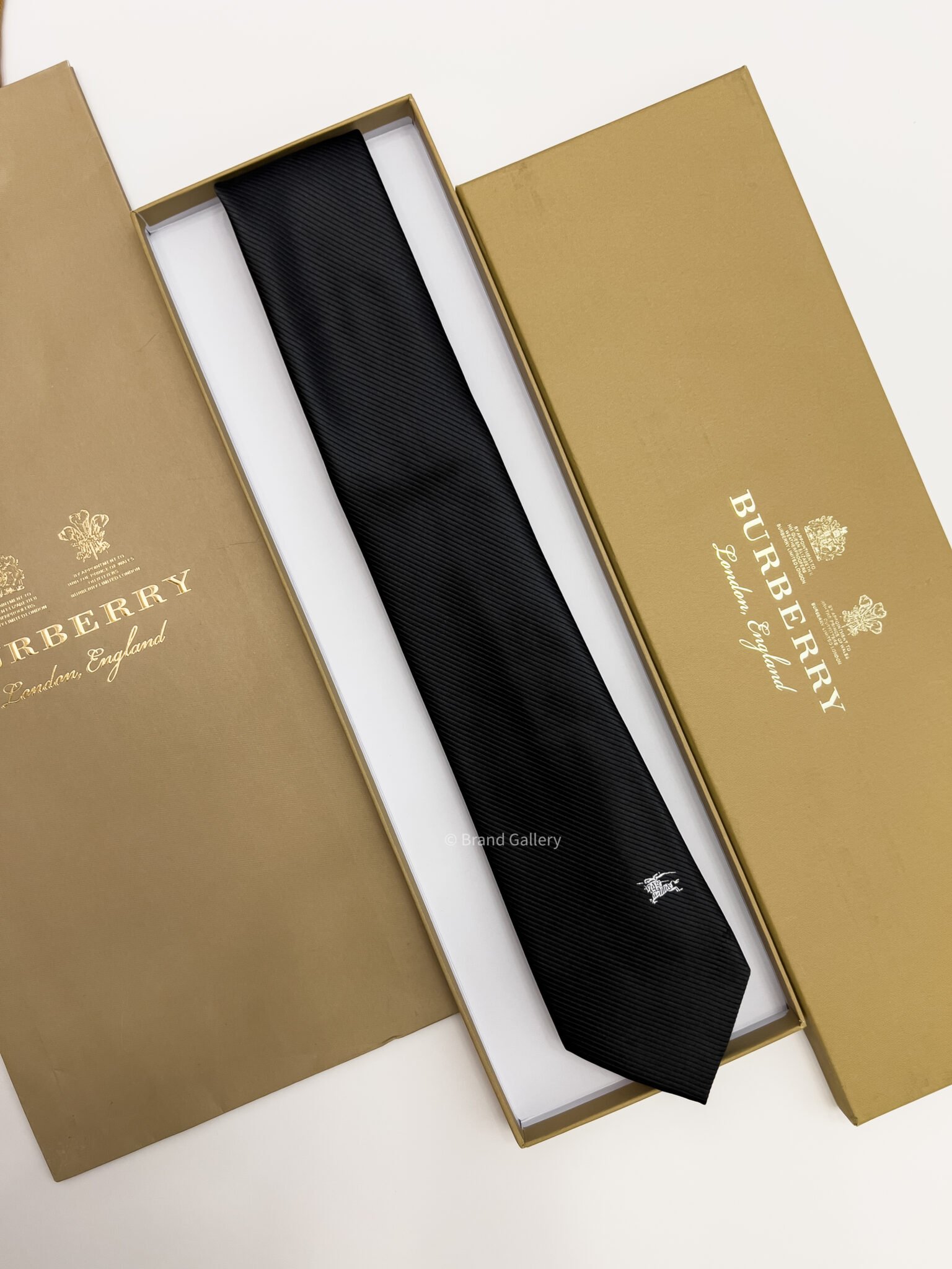 BURBERRY - Black ENGRAVED SILK TIE - A&A - Brand Gallery
