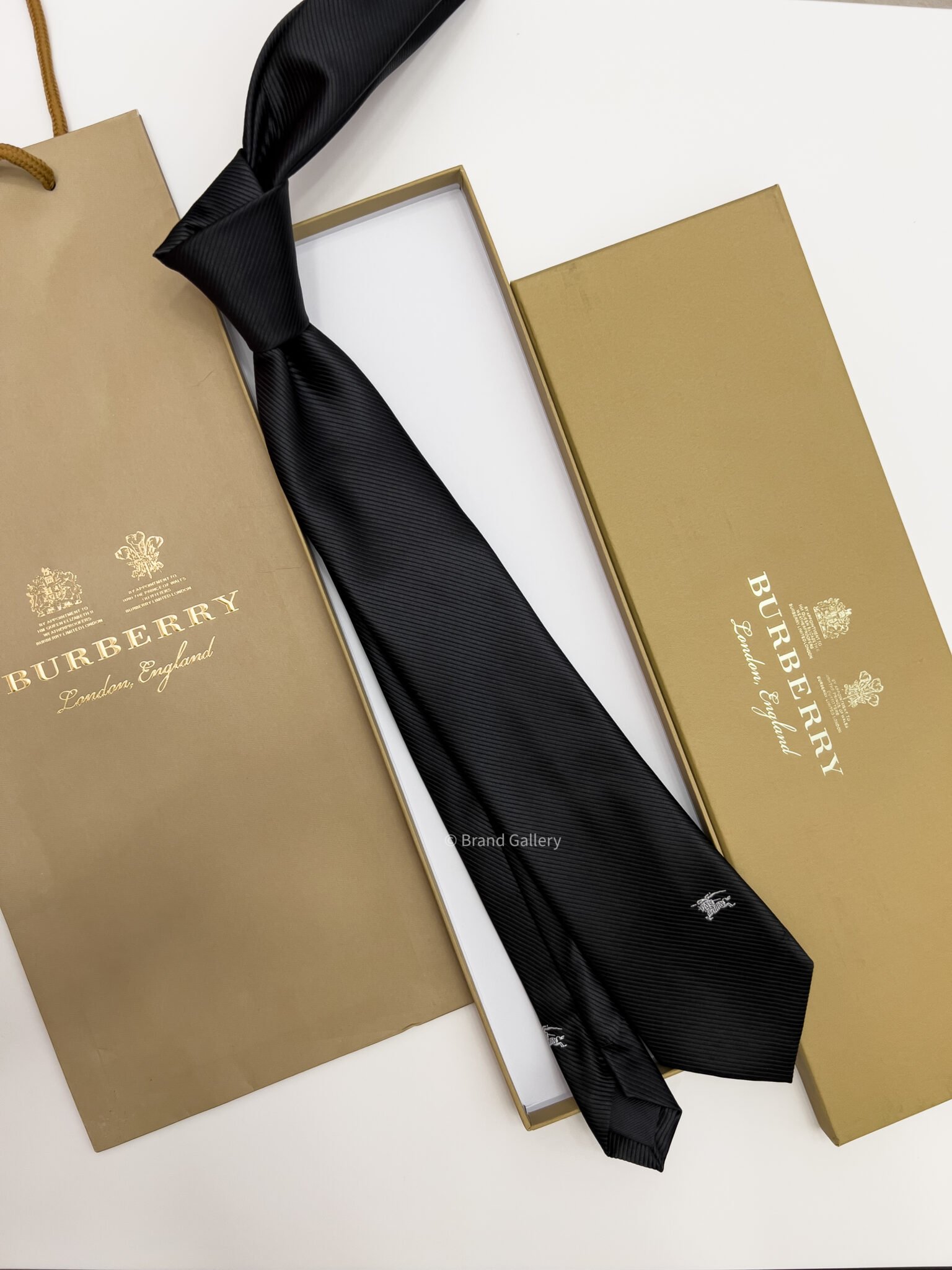 BURBERRY - Black ENGRAVED SILK TIE - A&A - Brand Gallery