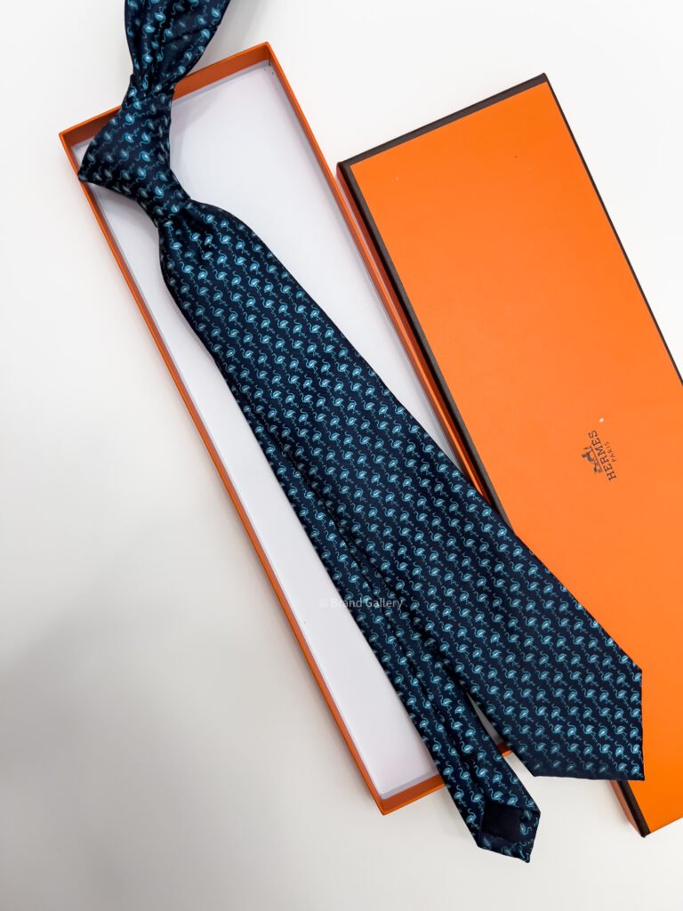 HERMES - SWAN PATTERN SILK TIE - A&A - Brand Gallery